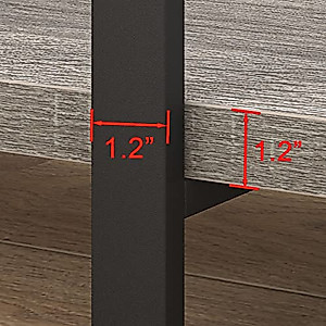 HSH 6 Tier Tall Bookshelf, Wood and Metal Vertical Display Book Shelf, Industrial 6 Shelf Bookcases and Book Shelves Storage Rack, Large Open Book Case for Bedroom Living Room Office, Light Grey Oak