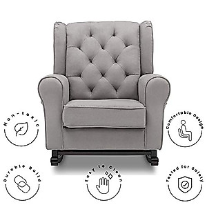 Delta Children Emma Upholstered Rocking Chair,Wood, Dove Grey