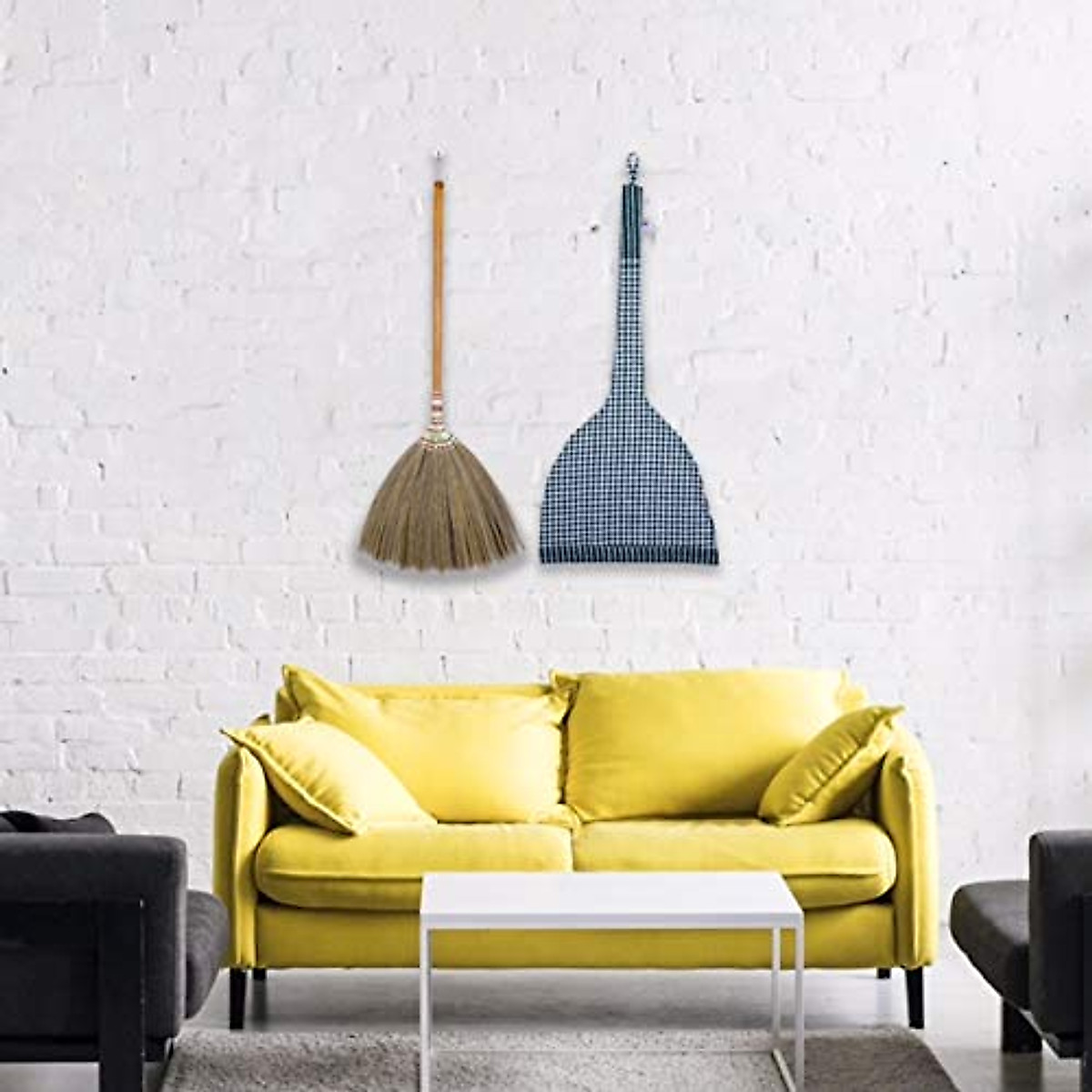 SKENNOVA - Thai Vintage Retro Grass Broom Stick, Long Handle Hand Grip The Reed Tree with Grass Durable Broom Housewarming Gifts Asian Broom 40 inch (Kong Grass, Length 40 inch)