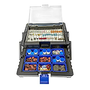 LINE10 Tools 500pc Rotary Tool Accessories Attachments Kit in Cantilever Storage Organizer Case Box Set