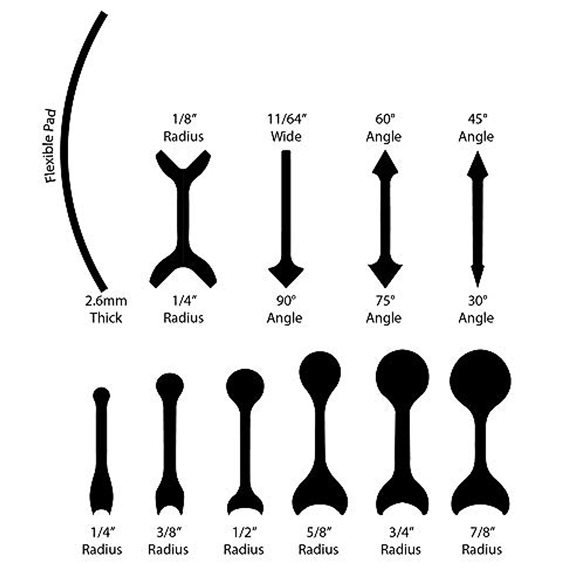 11 Piece 21 Profile Contour and Angle Sanding Grip Pack for Sanding Inside and Outside Angles Beads Corners Flutes Sign Lettering Ceramics Molding Plastic Auto Body Marine Wood and Around The Home