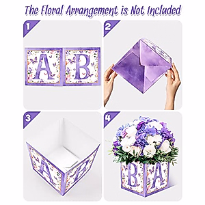 Levfla Purple Butterfly Baby Centerpiece Boxes with Butterfly Cutouts, Party Floral Arrangement, Baby Shower Table Decoration without Flowers, Set of 4 Blocks & 8 PCS Butterfly Cardstocks