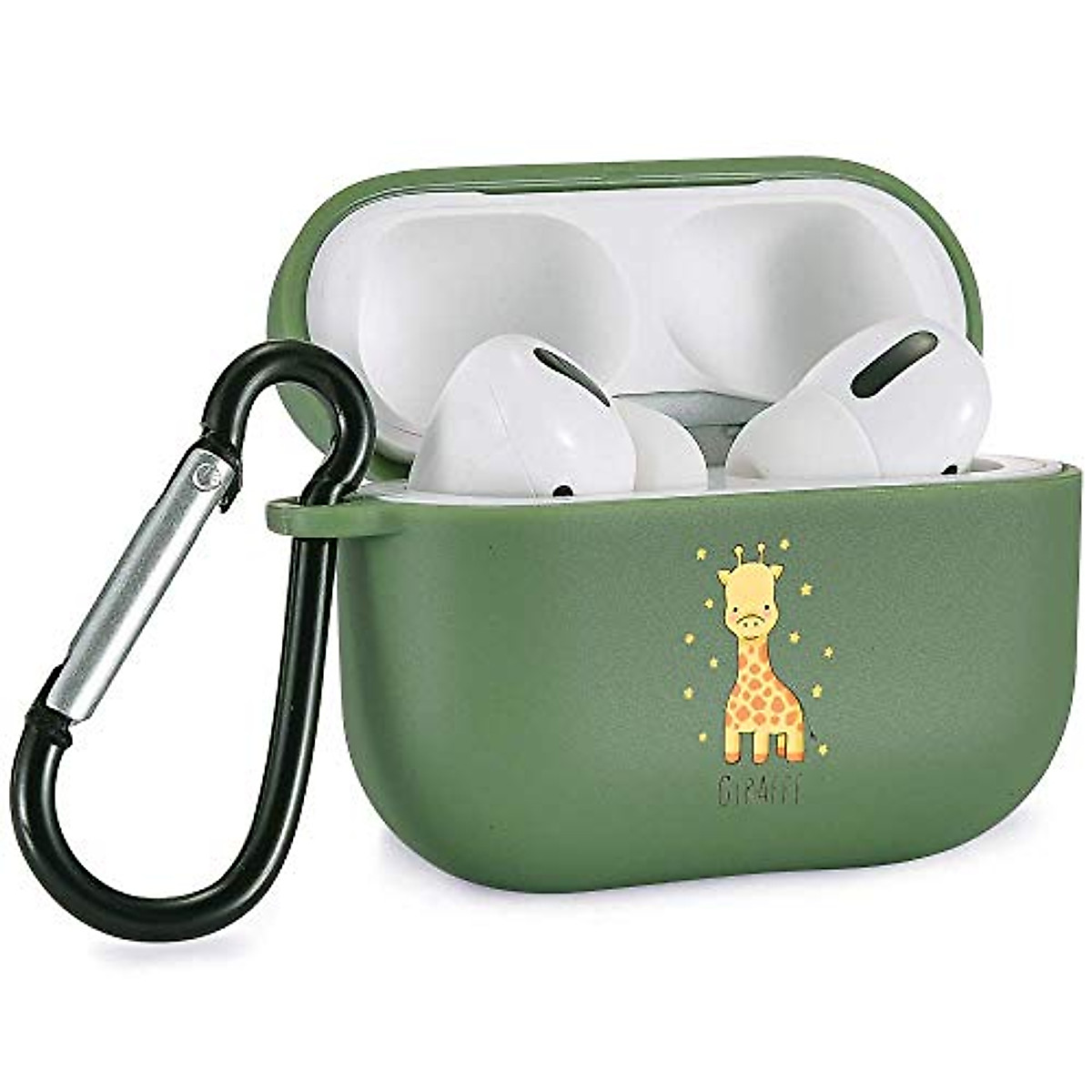 Idocolors Cover Case for Airpods pro, Cute Airpods pro 3 Protective Cover,Soft Silicone Green Case with Keychain Compatible Airpod pro Charging Case 3rd Gen 2019,Cartoon Giraffe