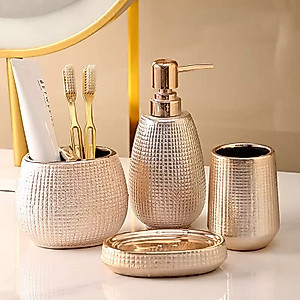 Dash of Mountain Bathroom Accessory Set – Bathroom Soap Dispenser and Toothbrush Holder Set – Bathroom Accessories Sets Complete with Toothbrush Holder, Soap Dispenser, Soap Dish, Vanity Cup