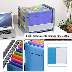 MerryNine Hanging File Folders, 15PCS Letter Size Suspension Files, Polypropylene Filing Cabinet Suspension Files with Tabs and Card Inserts for School Home Work Office Organization (Colorful)