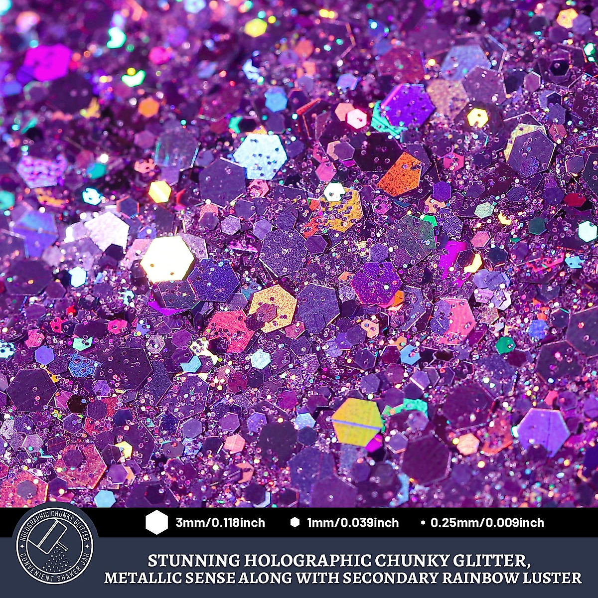 LEOBRO Purple Glitter, 160G/5.64OZ Glitter, Holographic Chunky Glitter, Craft Glitter for Resin, Metallic Iridescent Chunky Fine Glitter Sequin Flake Bulk, Glitter for Makeup Body, Tumblers Glitter