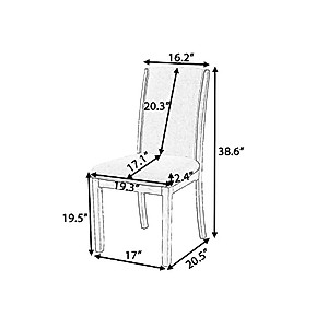 LUMISOL Upholstered Dining Chairs Set of 4, High Back Padded Dining Chairs with Solid Wood Legs, Modern Linen Fabric Kitchen Chairs (Gray + Beige)