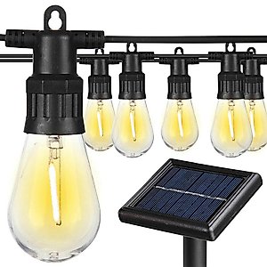 Ampersand Shops 48 Feet Outdoor Solar String Lights Warm White 15 LED Bulbs Home Garden Patio Backyard Mood Lighting