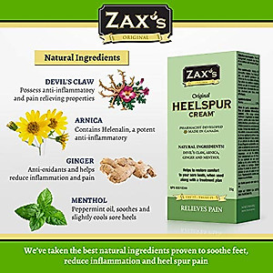 ZAX'S ORIGINAL Heelspur Cream - All Natural Foot Pain Relief Cream for Plantar Fasciitis, Heel Spurs, Shin Splints, Achille's Injuries and Morton's Neuroma - Foot Pain Cream for Sport Injuries (35g)