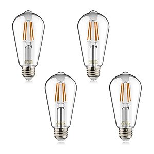helloify ST64 LED Filament Bulbs, 100W Equivalent, Edison Vintage Dimmable Energy Efficient Lamp for Pendant Wall Light Fixtures Office Bedroom Bathroom, E26 Base, Warm White 2700K, 4PCS
