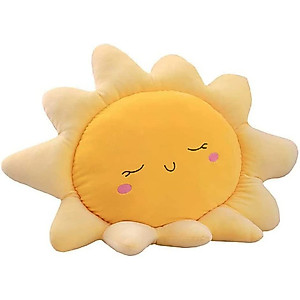 JOSON Sun Shaped Pillow Cute Sun seat Cushion Chair Cushion, Soft Plush Toy Pillow, Used for Home Decoration Children's and Girls' Birthday Gifts (17.8 inch Yellow)