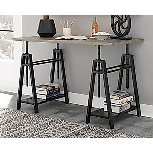 Signature Design by Ashley Irene Industrial Adjustable Desk, Beige & Gray