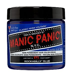 MANIC PANIC Rockabilly Blue Hair Dye - Classic High Voltage - Semi Permanent True Neutral Blue Hair Color - Vegan, PPD And Ammonia Free (4oz)