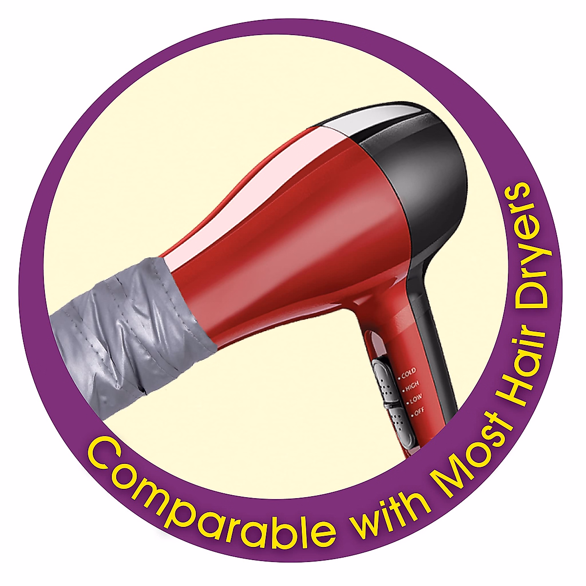 Red by KISS Universal Soft Bonnet Hair Dryer Attachment Works with ANY Hand Held Dryer Bonus 3pcs Shower Cap Included