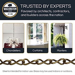 RCH Hardware CH-S50-16-BLK-10 |14 Gauge Decorative Solid Steel Single Jack Fixture Chain | 10 Foot Increments | Black Finish