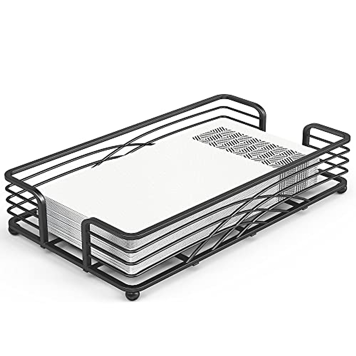 LEVIMETREE Guest Towel Napkin Holder – Cast Iron Black Napkin Holder for Table – Versatile and Modern Bathroom Napkins Guest Disposable – Premium Paper Hand Towels Kitchen Caddy