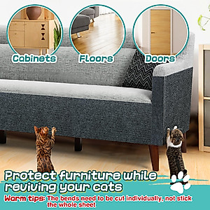 78.7"x14.6" Trimmable Cat Scratch Furniture Protector - Self-Adhesive Cat Scratching Mat Deterrent, Couch Protector from Cat Claws for DIY Scratch Post Cat Tree Shelves