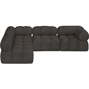 Meridian Furniture 611Brown-Sec4A Ames Collection Modern | Contemporary Modular Sectional with Rich Brown Boucle Fabric, Modular to Create Infinite Configurations, 102" W x 68" D x 28" H, Brown