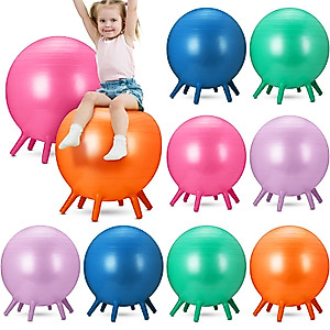 10 Pack Balance Chairs for Kids Flexible Seating for Classroom Balance Children's Exercise Ball Chair Stability Ball Chairs with Legs for Classroom Elementary School Students Sitting, 18 Inch