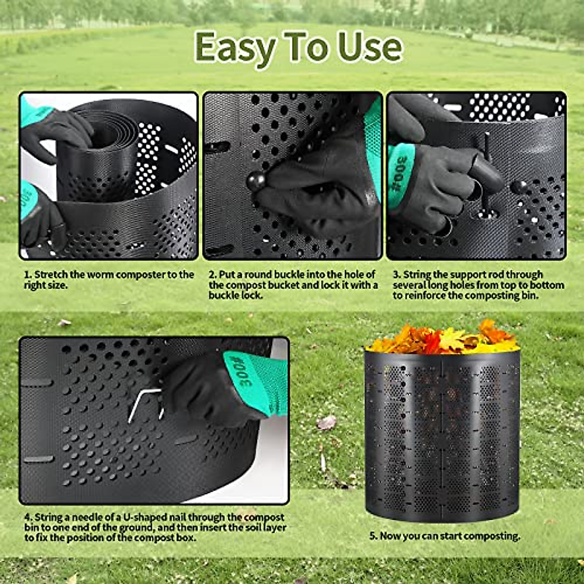 NULAOBA Outdoor Compost Bin , Farm Composter Bin Outdoor,Food Cycler Composter, 220 Gallon Garden Large Compost Bin,Expandable,Easy Assembling,