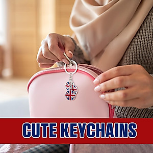 Henoyso 12 Pack London Souvenir Keychains UK Flag Keyrings for British Christmas Gifts Party Decorations, Multi Styles