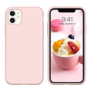 DUEDUE for iPhone 11 Case, Phone Cases for iPhone 11, Liquid Silicone Soft Gel Rubber Slim Cover with Microfiber Cloth Lining Cushion Shockproof Case for Apple iPhone 11 6.1", Pink Sand