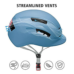 SLANIGIRO Adult Bike Helmet for Men Women - Bicycle Urban Road Helmet with Replacement Pads - Adjustable Fit System & Tail Light