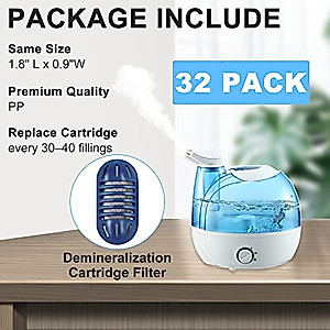 LUXRILIX 32 PACK Humidifier Cleaner Demineralization Cartridge Fit (1-Gallon or Larger) Evaporative Warm & Cool Mist Ultrasonic Humidifiers Compatible with HoMe.dics LEVOIT Honeywell Homasy Vicks