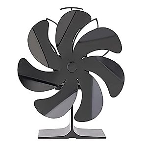 UXZDX CUJUX Heat Powered Stove Fan Black Home Fireplace Fan Quiet Log Wood Burner Efficient Heat (Color : Black, Size : 19x13x16CM)