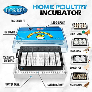 Uzumati Egg Incubator,12-35 Eggs Full Automatic Chick Incubator with Auto Egg Turner, Led Candler,Temperature Humidity Control Incubator for Hatching Chickens, Goose, Duck, Quail, Turkey