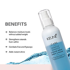 Keune Care Keratin Smooth 2-Phase Spray, Smoothing & Strengthening Leave-In Conditioner for Smoother Hair, 6.8 Fl Oz