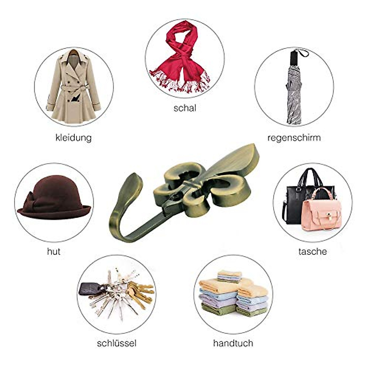 GoYonder Decorative Wall Hanging Coat Hooks Zinc Alloy Curtain Tieback Holders Screws Set of 4 Flower Shape (Bronze)