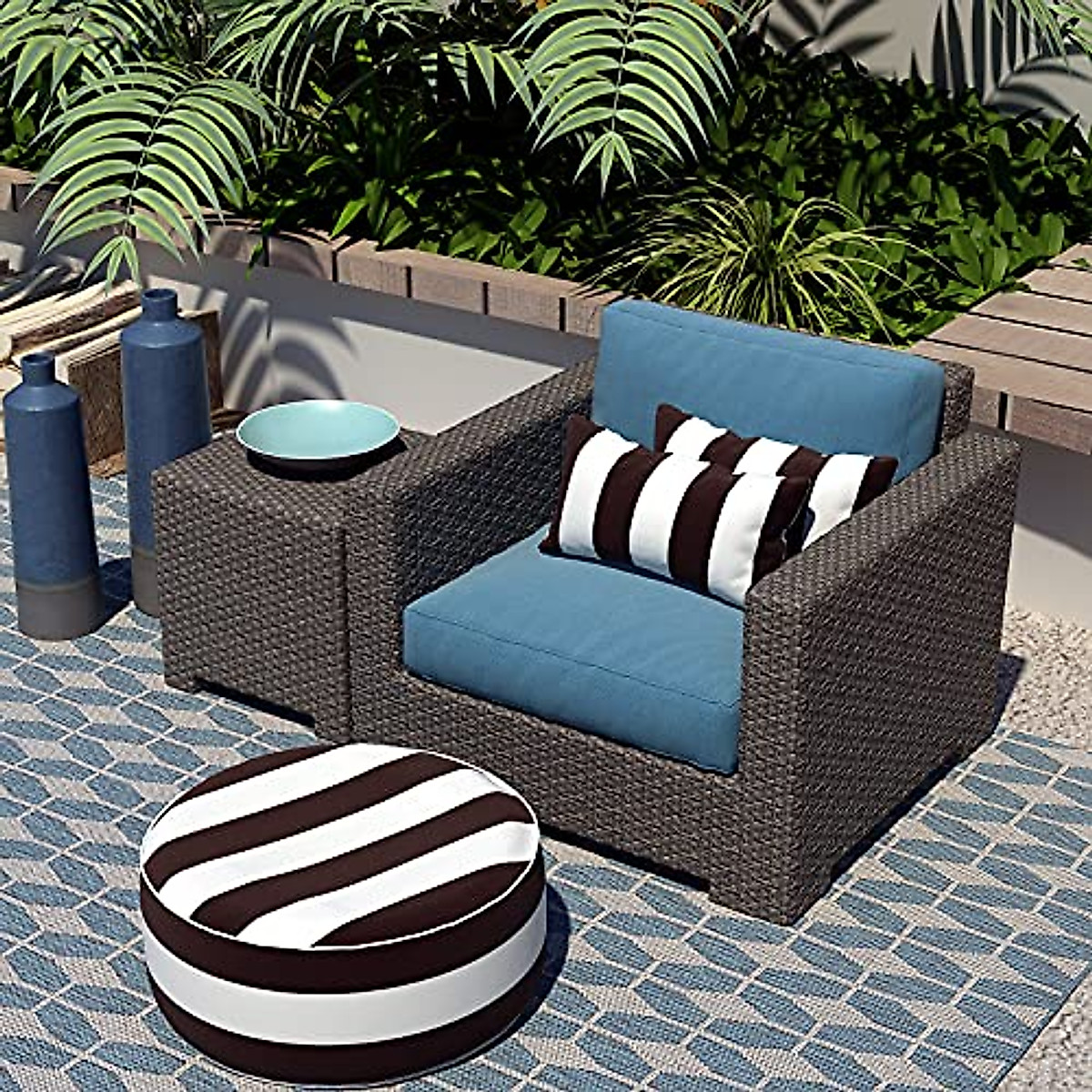 LVTXIII Outdoor/Indoor Lumbar Pillow Case Covers ONLY, 12” x 20” Patio Garden Decorative Lumbar Pillow Covers Pack of 2 for Outdoor Home Patio Furniture Use - Cabana Black