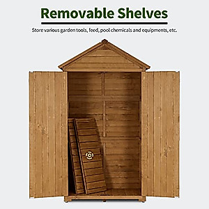 MCombo Outdoor Storage Cabinet, Garden Wood Tool Shed, Outside Wooden Shed Closet with Shelves and Latch for Yard, Patio, Deck and Porch 1000