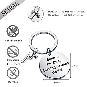 SEIRAA Criminal Minds TV Series Gifts Criminal Minds Inspired Keychain Criminal Minds Fans Gift Shhh I’m Busy Solving Crimes On TV (Crimes On TV Keychain)