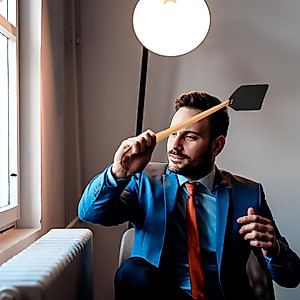 2pcs Leather Fly Swatter, Manual Heavy Duty Flyswatter with Long Wood Handle and Hanging Rope Durable Fly Swatter Catcher Wasp Swatter for Indoor Outdoor Home Fly