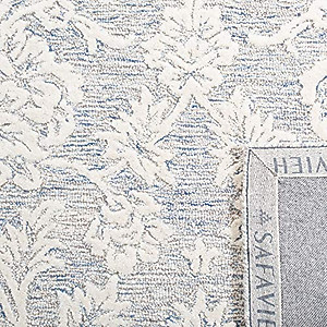 SAFAVIEH Glamour Collection 9' x 12' Blue/Ivory GLM651M Handmade Premium Wool Area Rug