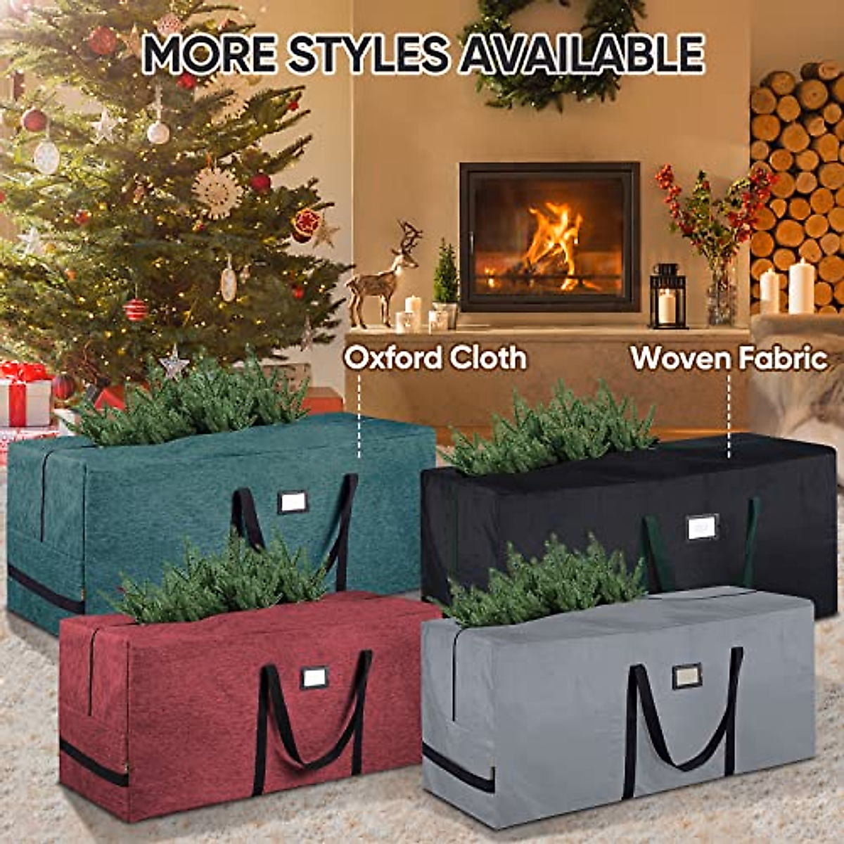 BALEINE 7.5 ft Christmas Tree Storage Bag, Heavy Duty Extra Large Artificial Christmas Tree Bag with Reinforced Handles and Dual Zippers Wide Opening (Gray, 7.5 ft)