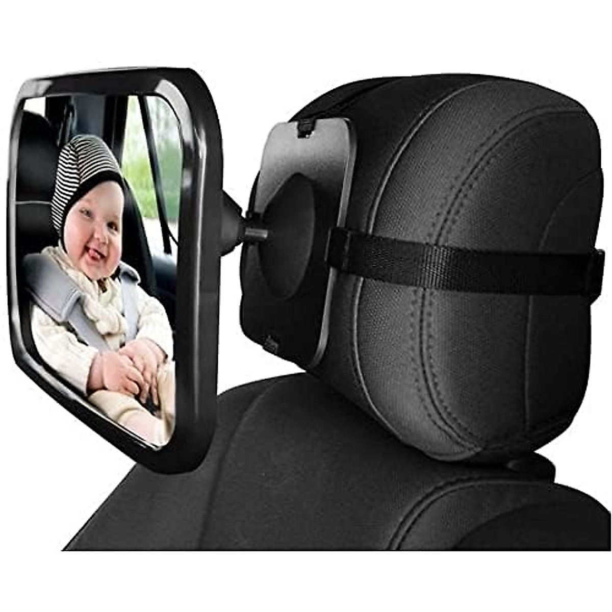 Dorart Rear Facing Baby View Mirror for Child Safety Car Seat - Crystal Clear Reflection via Crash-tested & Shatterproof Convex Mirror