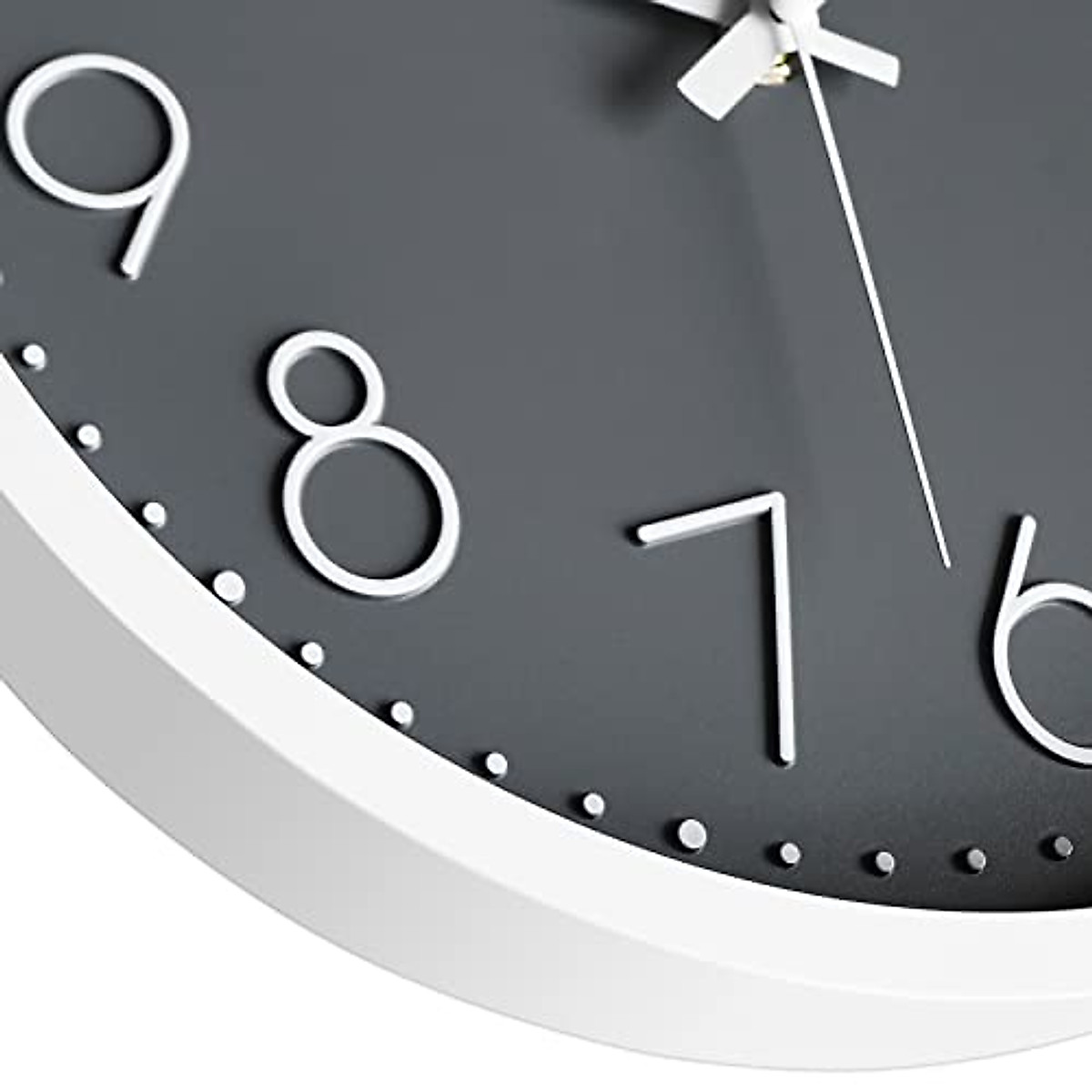Foxtop 12 Inch Non-Ticking Wall Clock Silent Quartz Battery Operated Round Wall Clock Modern Easy to Read Clock for Office School Classroom Home Bedroom Living Room Kitchen (Gray)