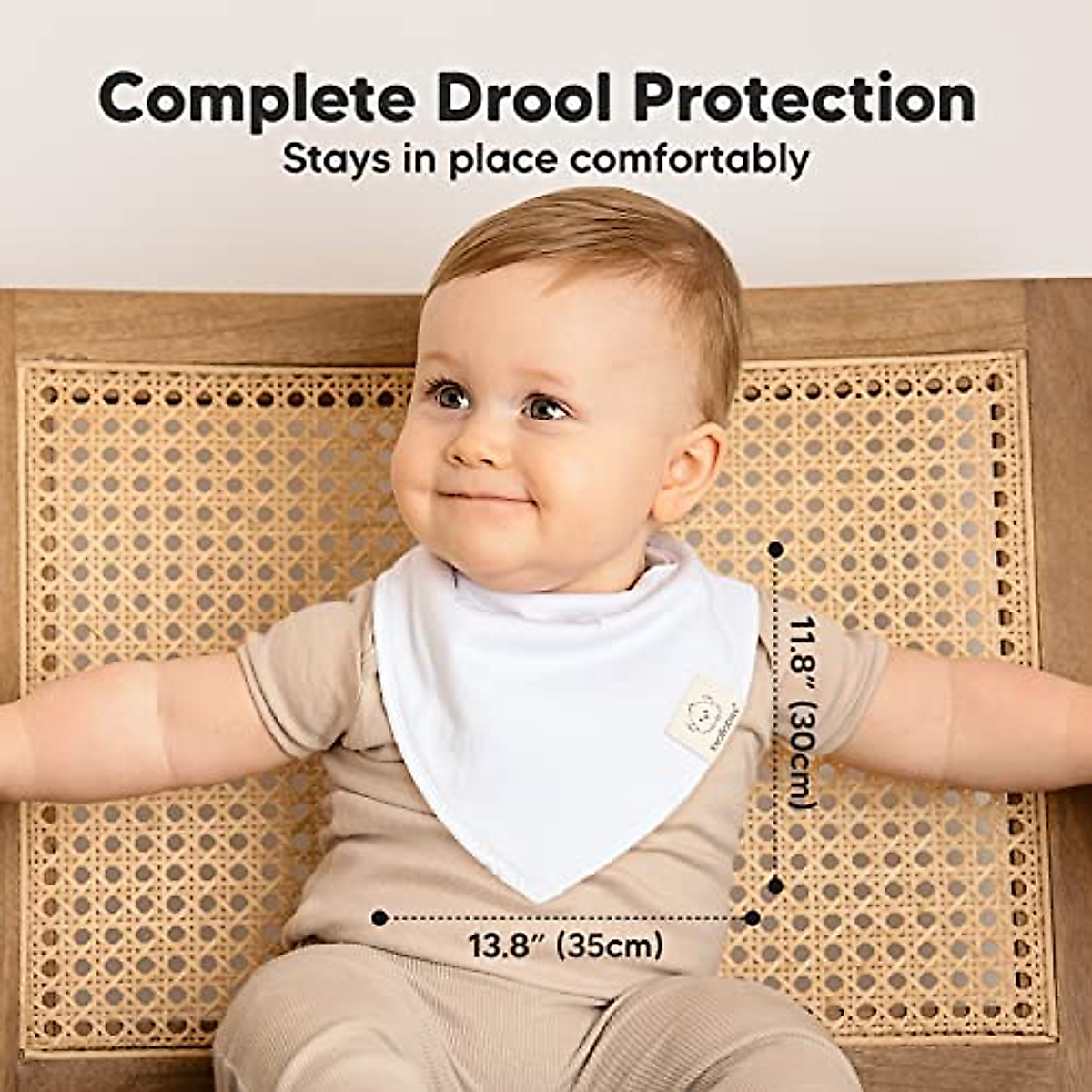 8-Pack Organic Baby Bandana Drool Bibs – Stylish Unisex Bandana Bibs - Super Absorbent Bandana Drool Bibs – Gentle Teething Bibs for Infants - Organic Cotton Baby Bib (Basics)