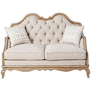 ACME Chelmsford Loveseat w/2 Pillows - 56051 - Beige Fabric & Antique Taupe