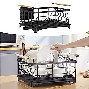 JUNXIAN Dish Rack Dish Storage Rack Kitchen Dish Drainer Dish Rack Dish Drying Rack Organizer Multifunctional Storage Home Supplies Dish Containers