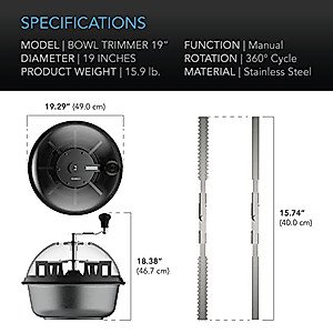 AC Infinity Bud Leaf Bowl Trimmer 19", Clear Visibility Dome with Sharp Stainless Steel Blades, for Twist Spin Cutting Leaves, Buds, Flowers, Hydroponics Plants