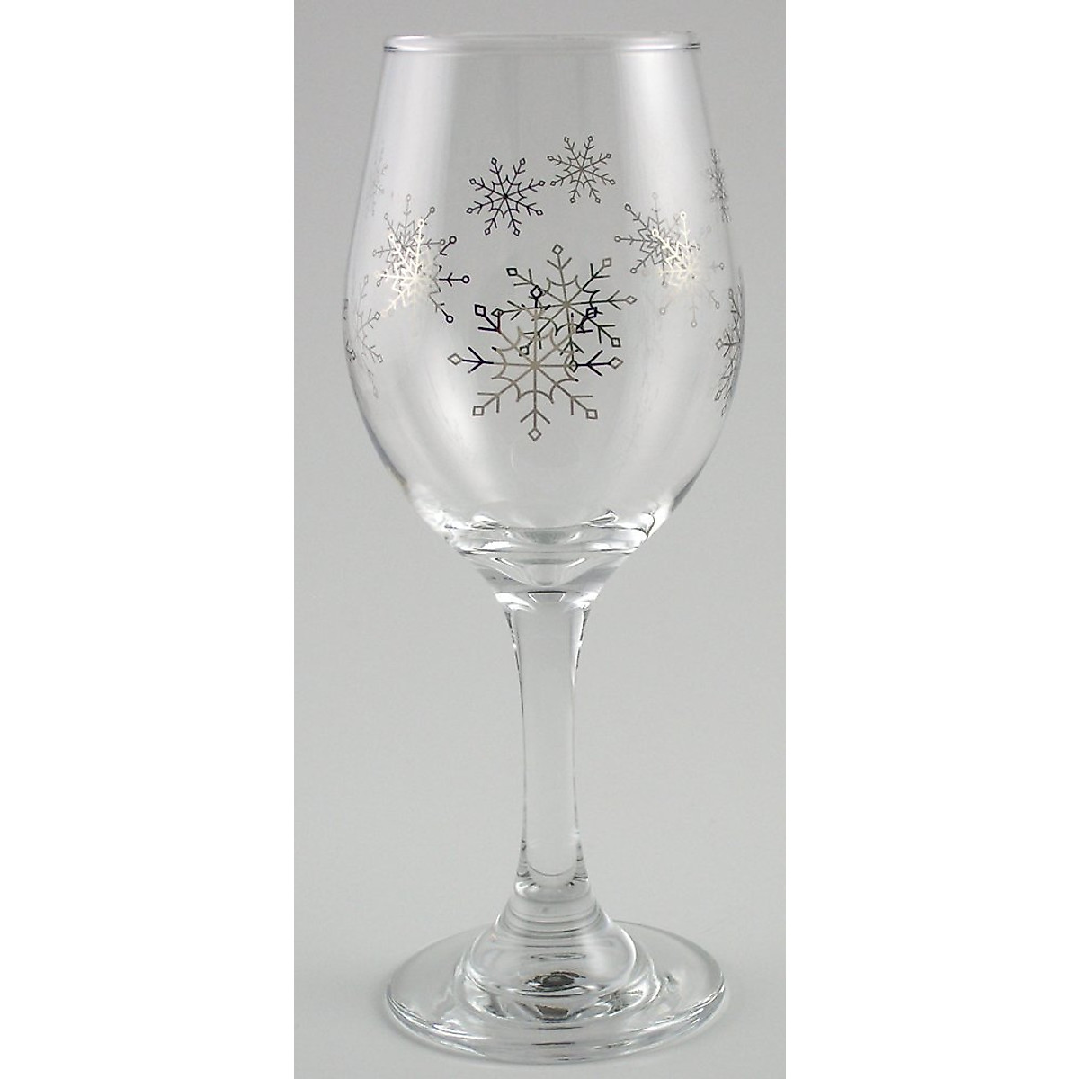 BANBERRY DESIGNS Snowflake Wine Glasses - Standard Two Piece Set of Wine Glasses - Silver Snowflake Design - 7.75" H 12 oz Capacity