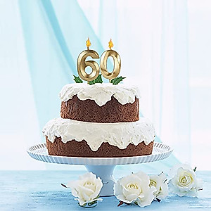 Gold 75th & 57th Birthday Candles for Cakes, Number 75 57 Glitter Candle Cake Topper for Party Anniversary Wedding Celebration Decoration