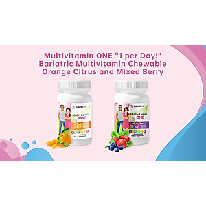 BariatricPal Multivitamin ONE 1 per Day! Bariatric Multivitamin Chewable with 45mg Iron - Mixed Berry (30 Count)