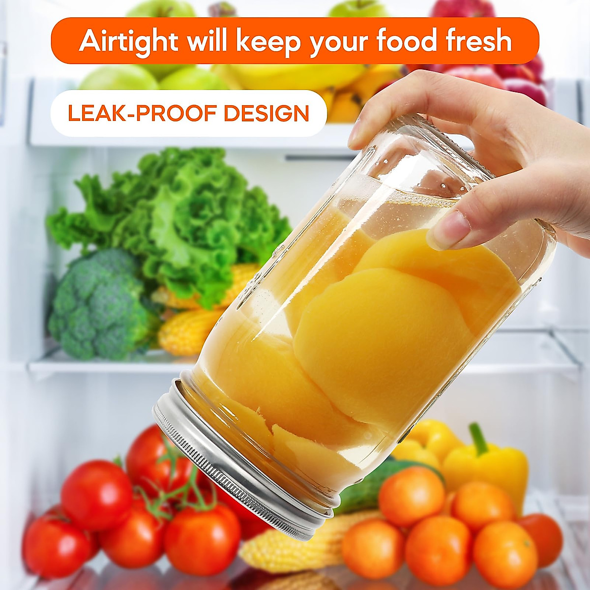 TOEKSIX Wide Mouth Mason Jars 32 oz/Quart with Airtight Lids and Bands 12 Pack, Clear Glass Jars for Canning, Preserving, Jam, Wedding Favors, Sauces, Meal Prep, Pickling, DIY Projects