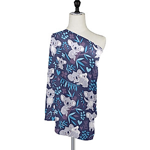 WELLDAY Baby Car Seat Covers Koala Bears Stretchy Breastfeeding Scarf Breathable Infant Carseat Canopy Nursing Covers Multi Use for Stroller High Chair Shopping Cart Boys and Girls