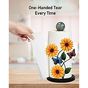 Metal Sunflower Paper Towel Holder, Kitchen Sunflower Decor Accessories, Art Decorative Rolls Holder Countertop for Standard or Jumbo-Sized Rolls Organization & Storage